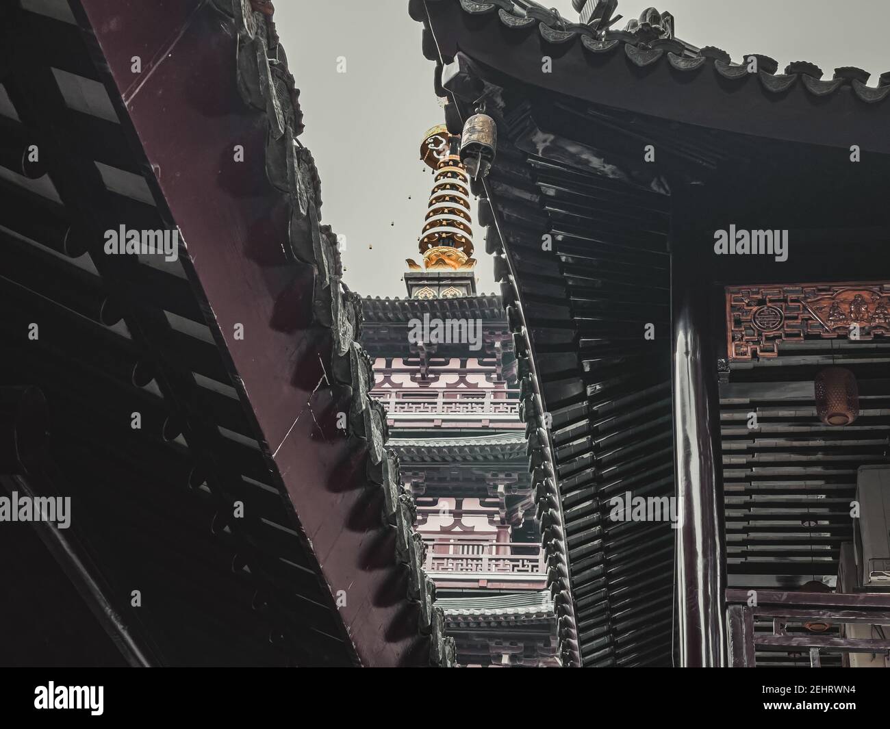 Low angle shot of the famous Hanshan Temple in Suzhou, China Stock ...