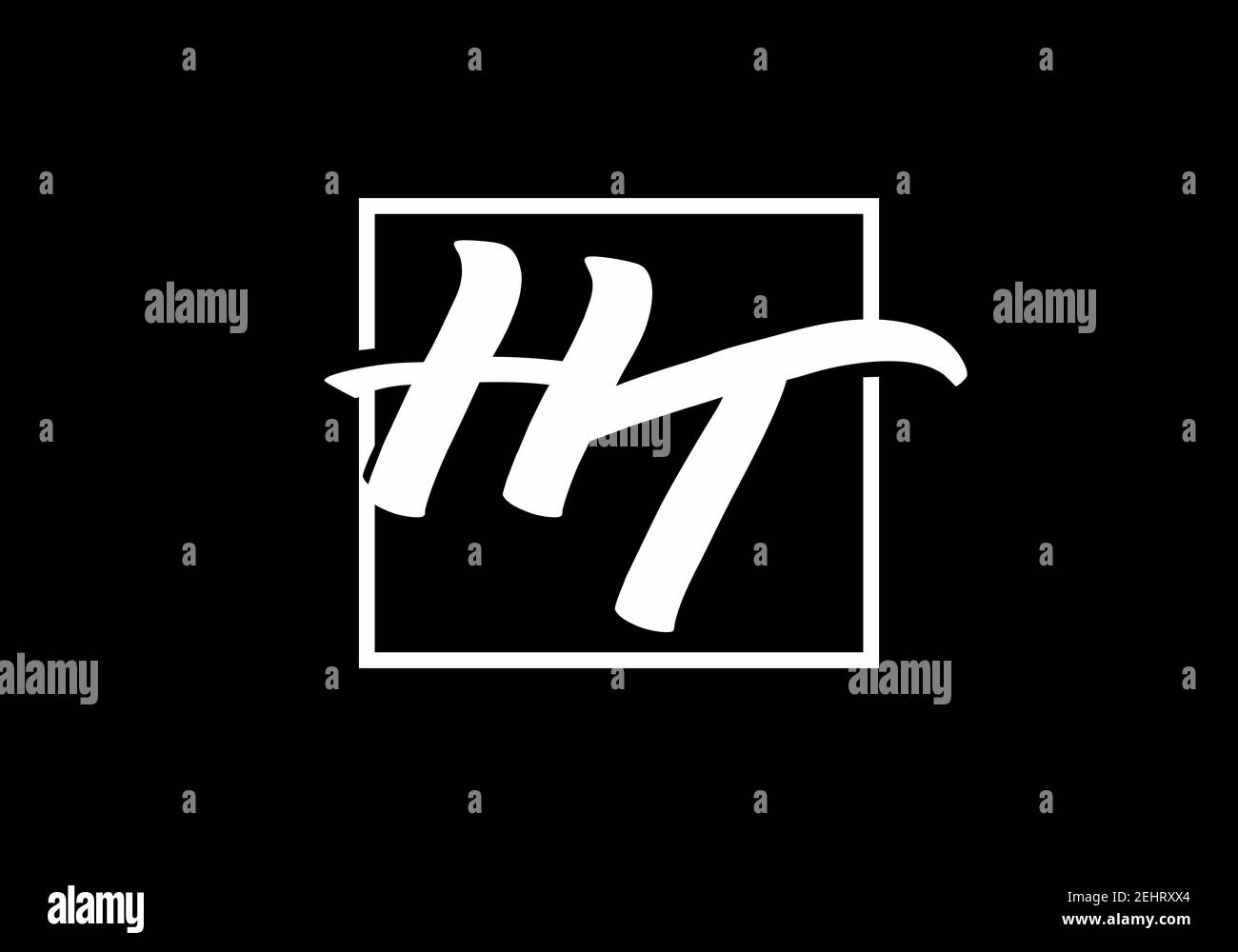 Black white of HT initial letter in square design Stock Vector Image ...