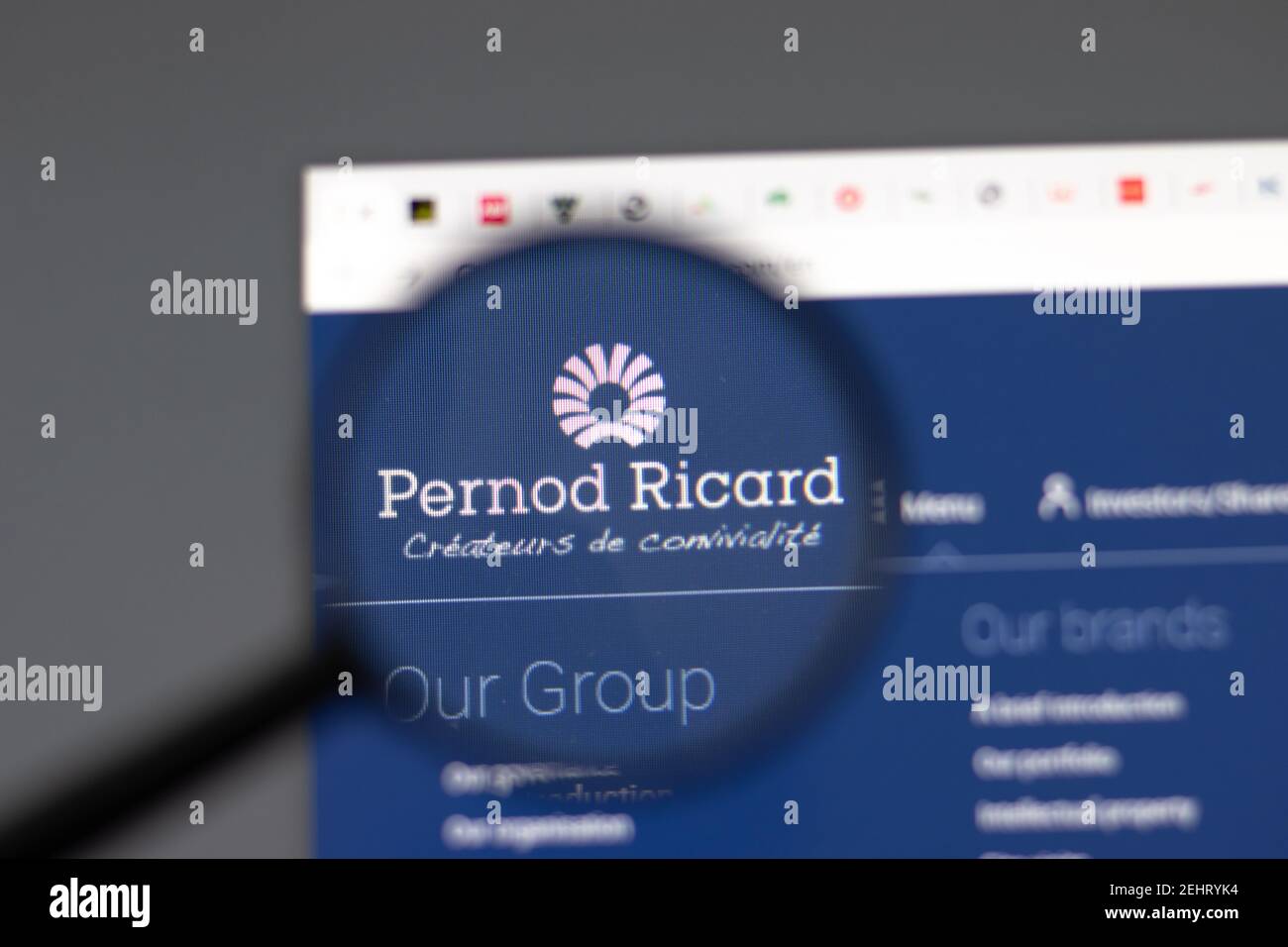New York, USA - 15 February 2021: Pernod Ricard website in browser with ...