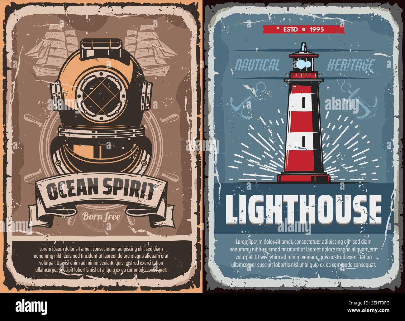 Nautical vintage compass rose, anchor and helm, old ship, sail boat and ...