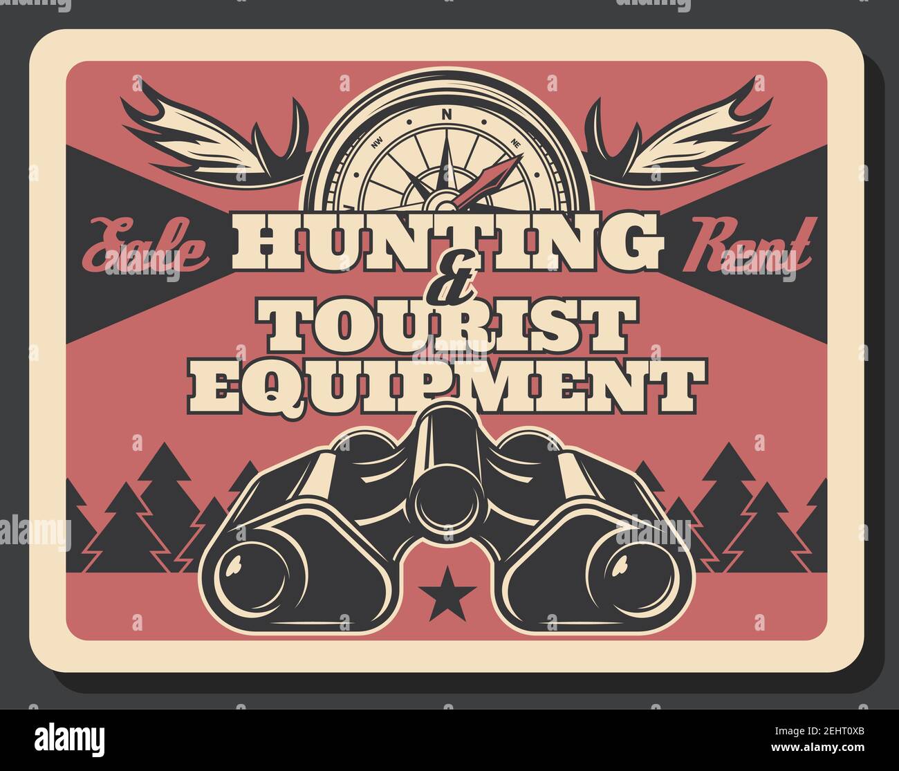 Hunting ammunition and tourist items with hunter binoculars and compass ...