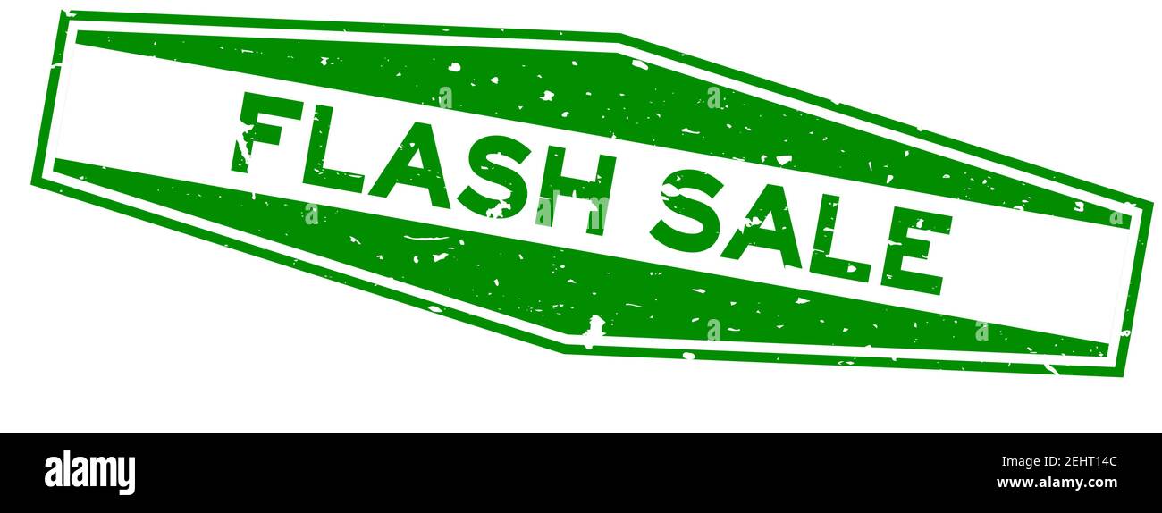 Grunge green flash sale word hexagon rubber seal stamp on white background Stock Vector Image ...