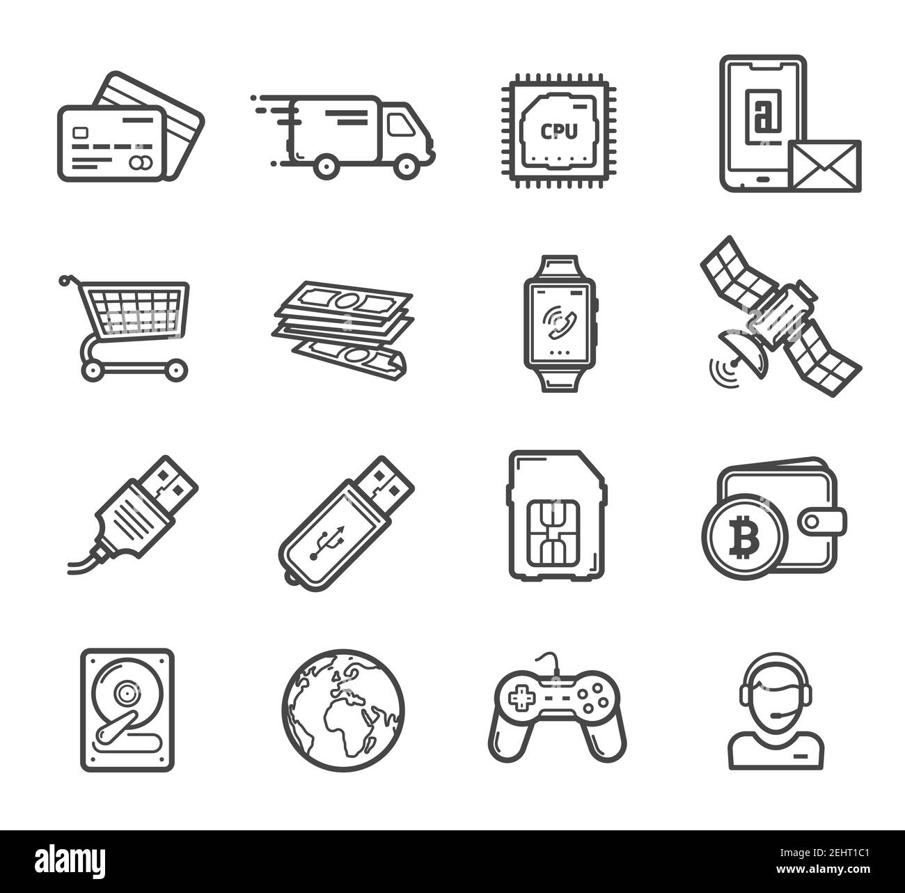 Smart technology devices and digital innovation industry icons. Vector ...