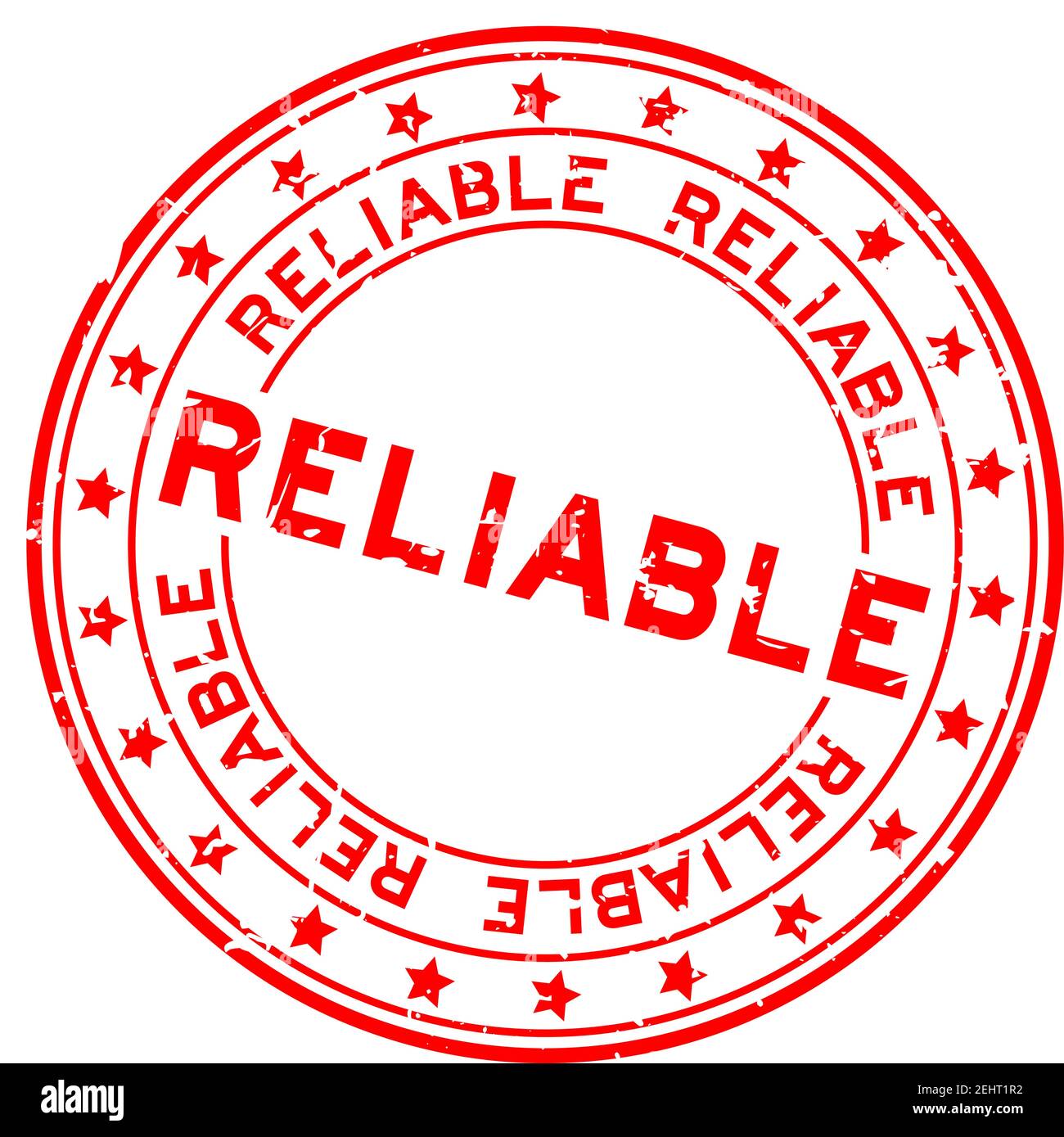 Grunge red reliable word round rubber seal stamp on white background ...