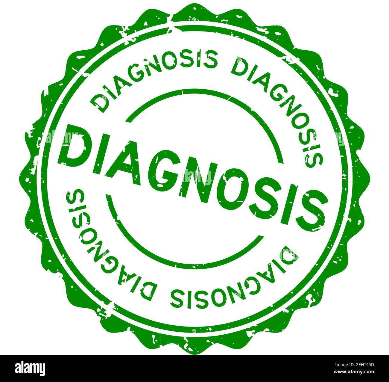 Grunge green diagnosis word round rubber seal stamp on white background ...