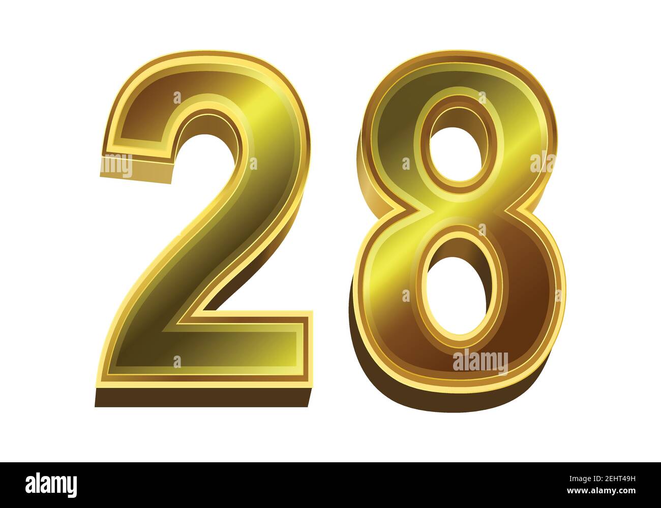 3d golden number 28 isolated on white background Stock Vector Image ...