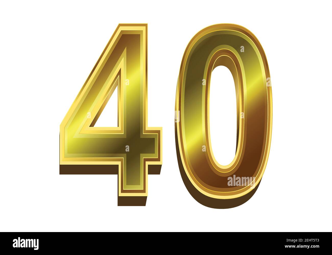 3d golden number 40 isolated on white background Stock Vector Image ...