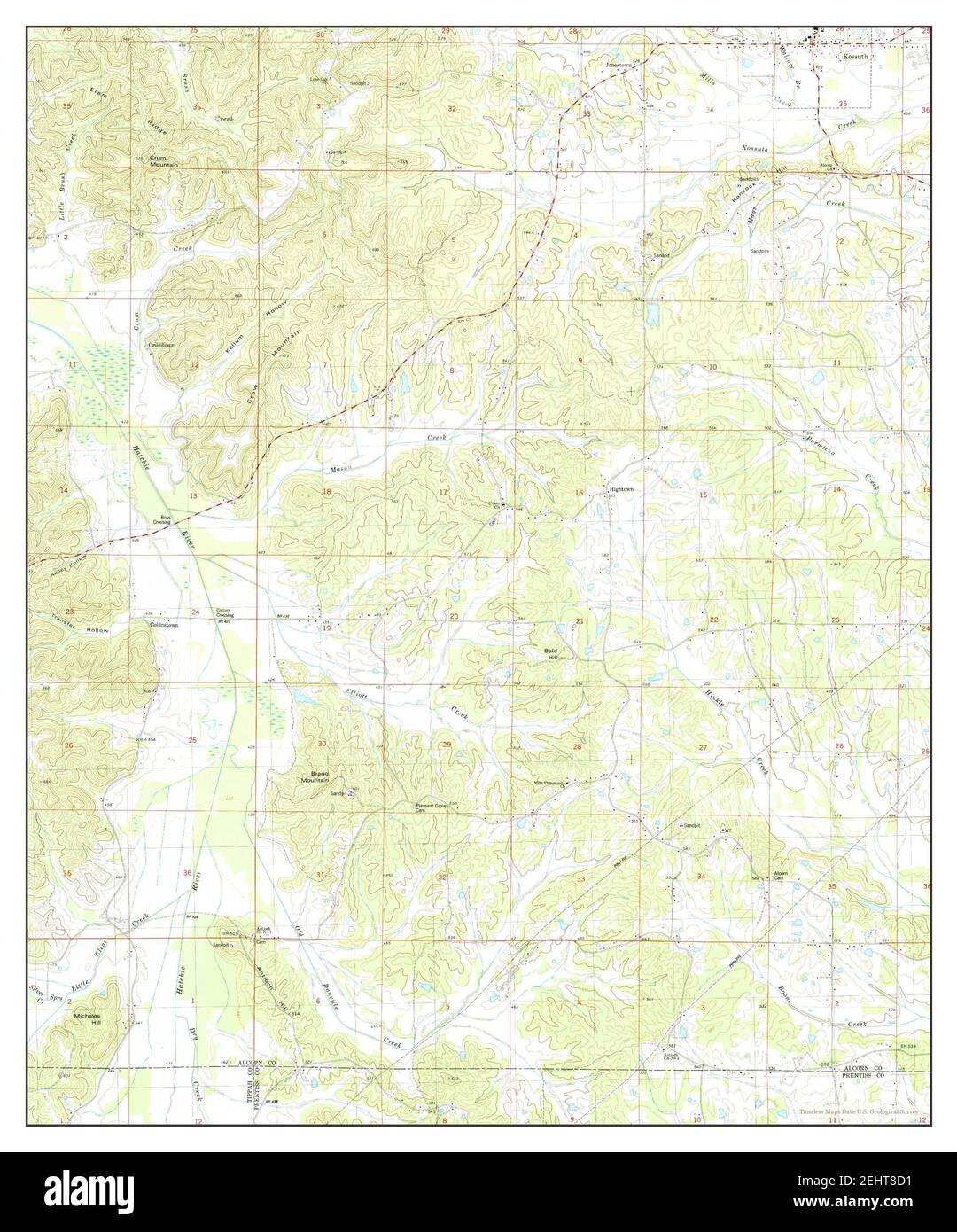 Kossuth South, Mississippi, map 1982, 1:24000, United States of America ...