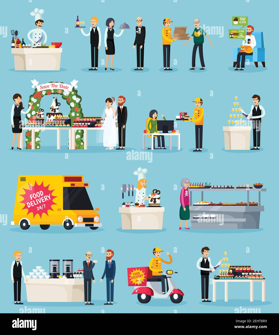 Staff canteen buffet Stock Vector Images - Alamy