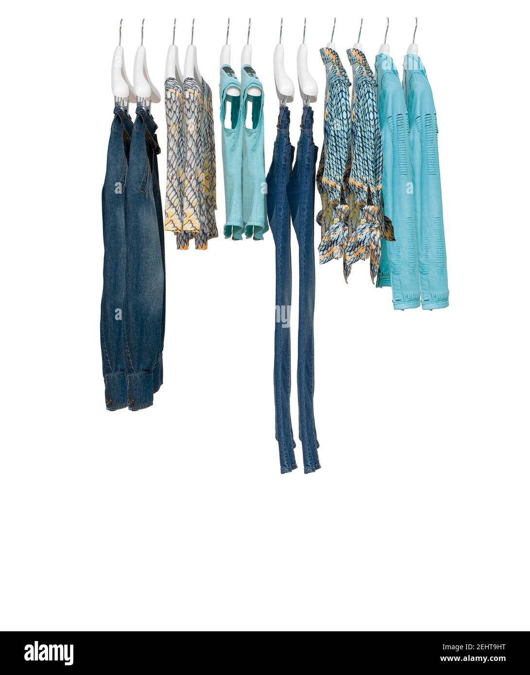 Hanging clothes in a boutique Cut Out Stock Images & Pictures - Alamy