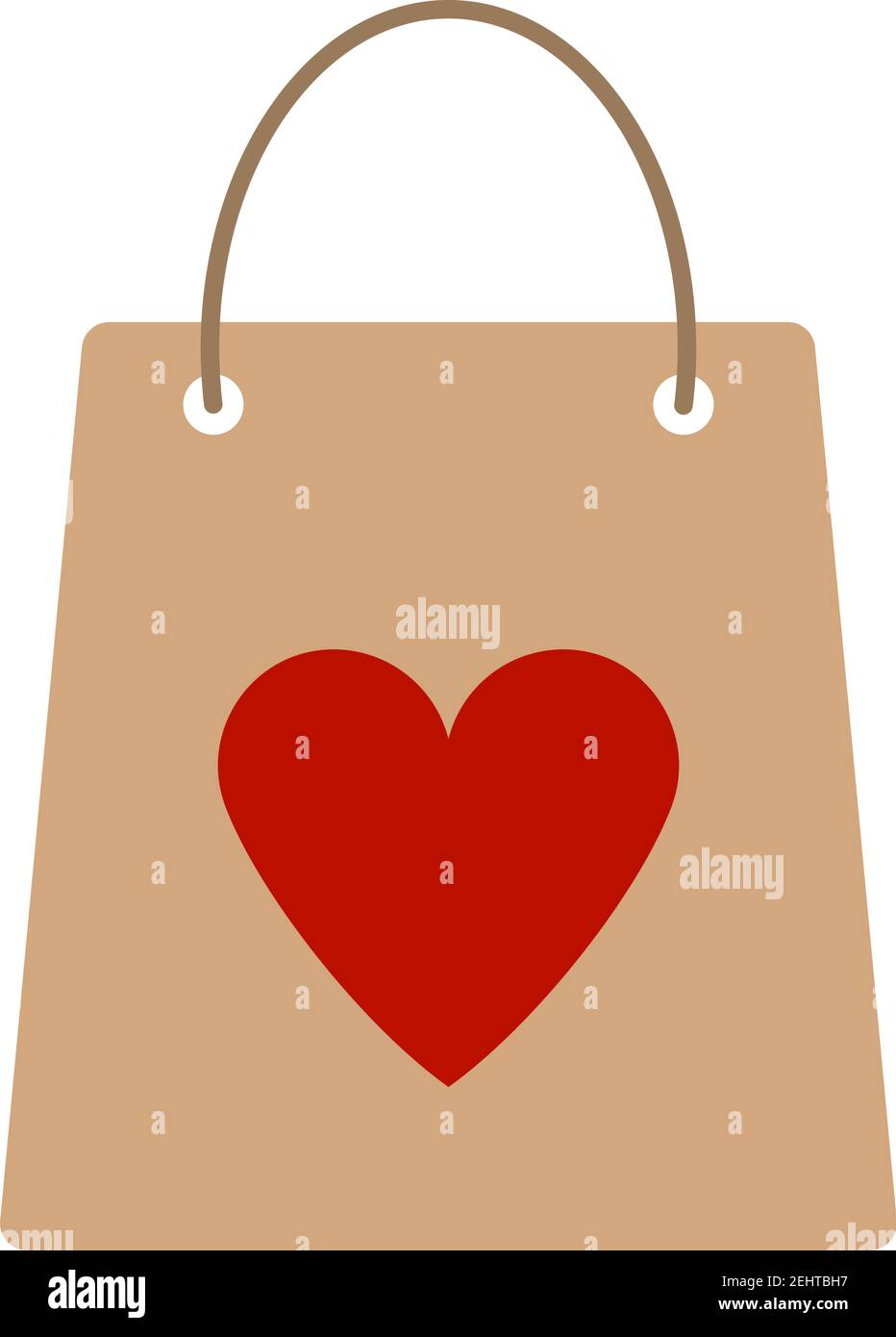 Shopping Bag With Heart Icon. Flat Color Design. Vector Illustration ...