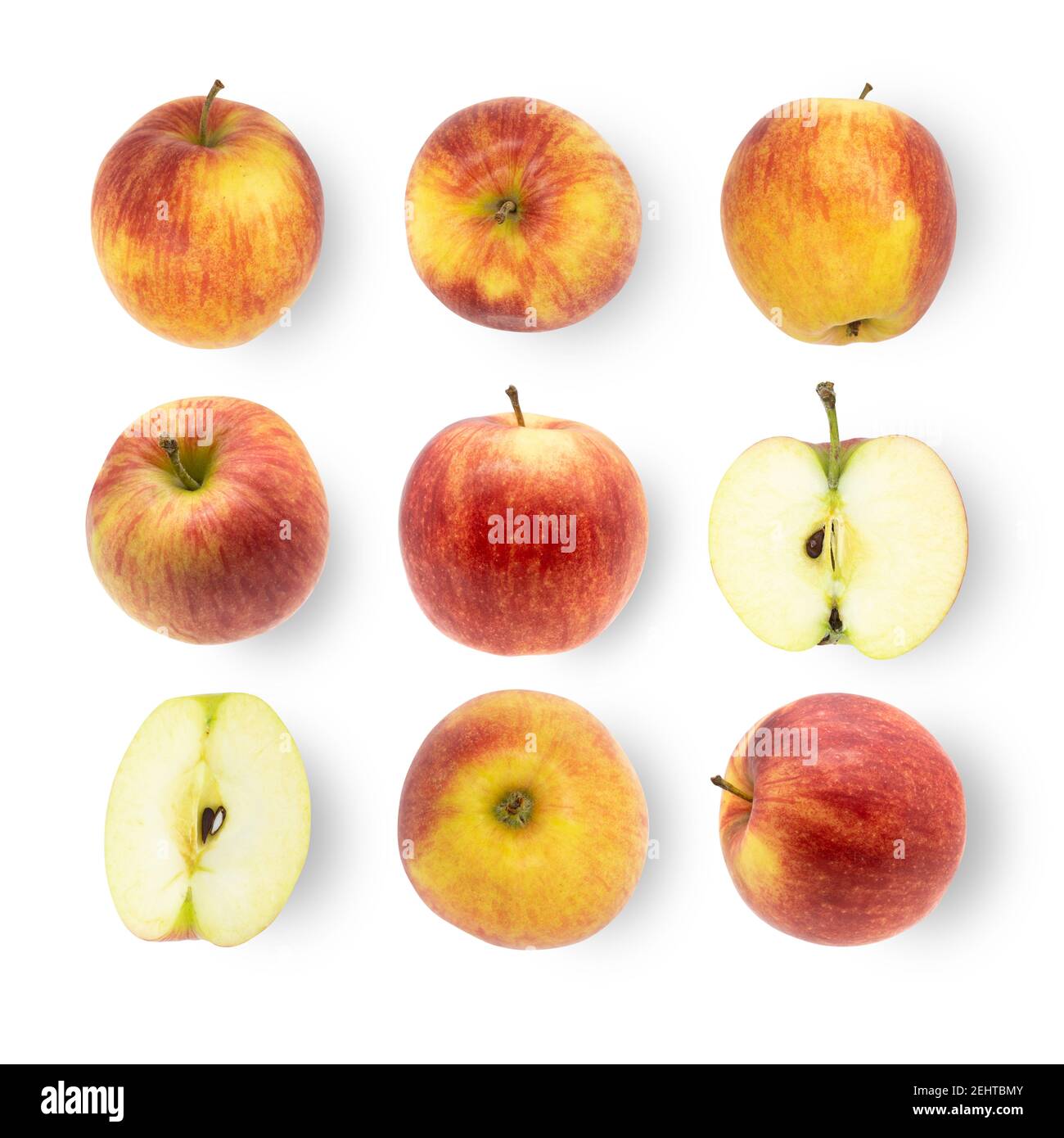 Fresh red apple isolated on white background. Pattern with apples flat ...