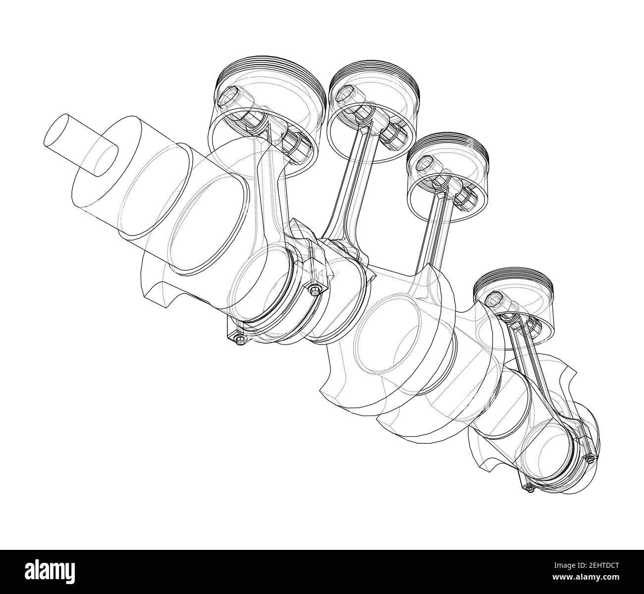 Engine crankshaft with pistons outline. Vector Stock Vector Image & Art ...