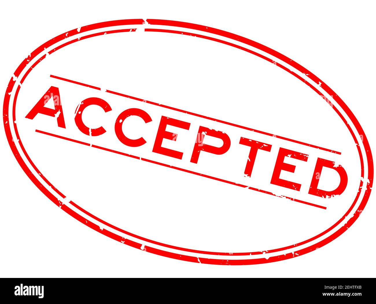 Grunge red accepted word oval rubber seal stamp on white background ...