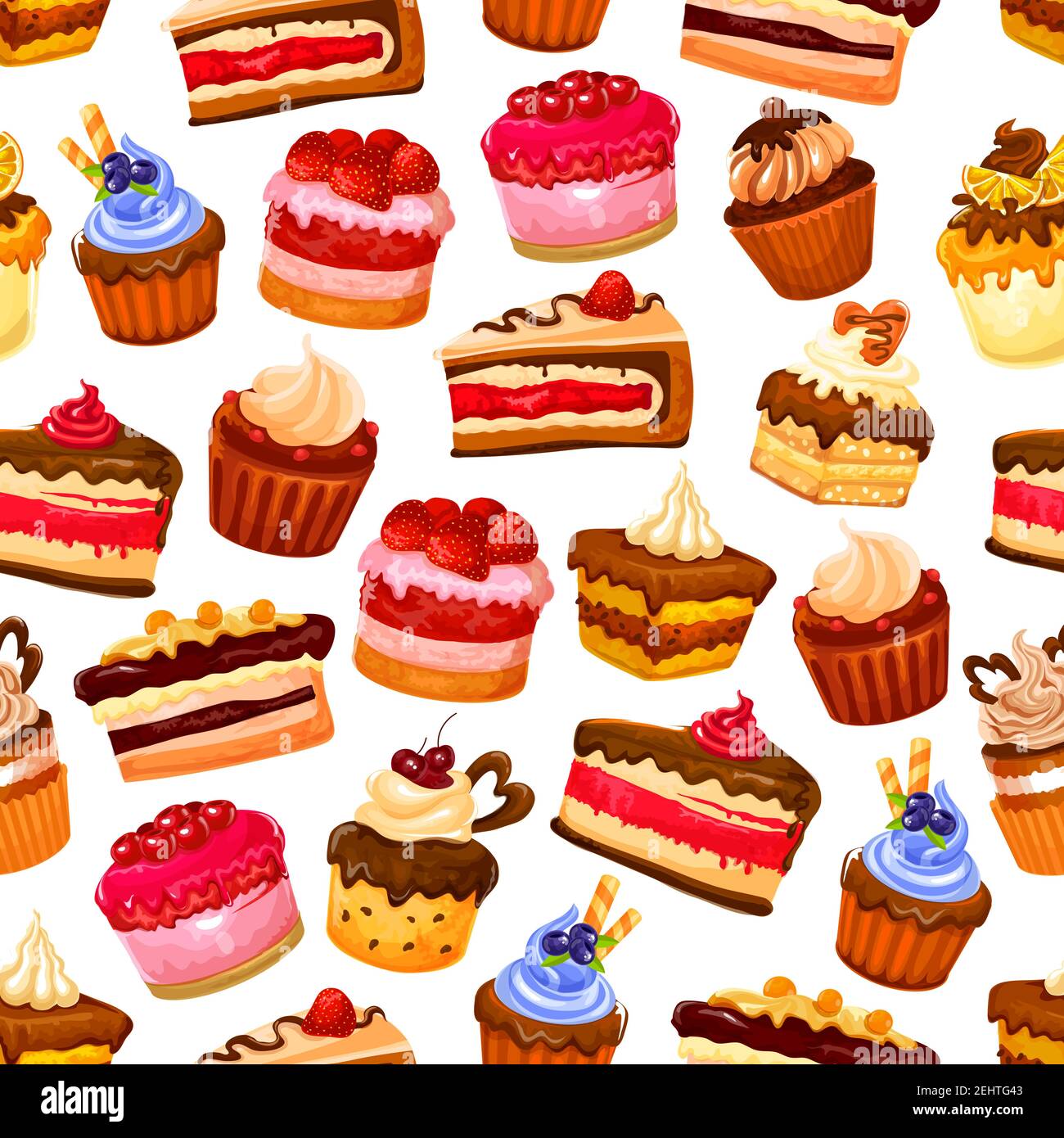 Pastry desserts ans sweet cakes pattern background for patisserie or ...