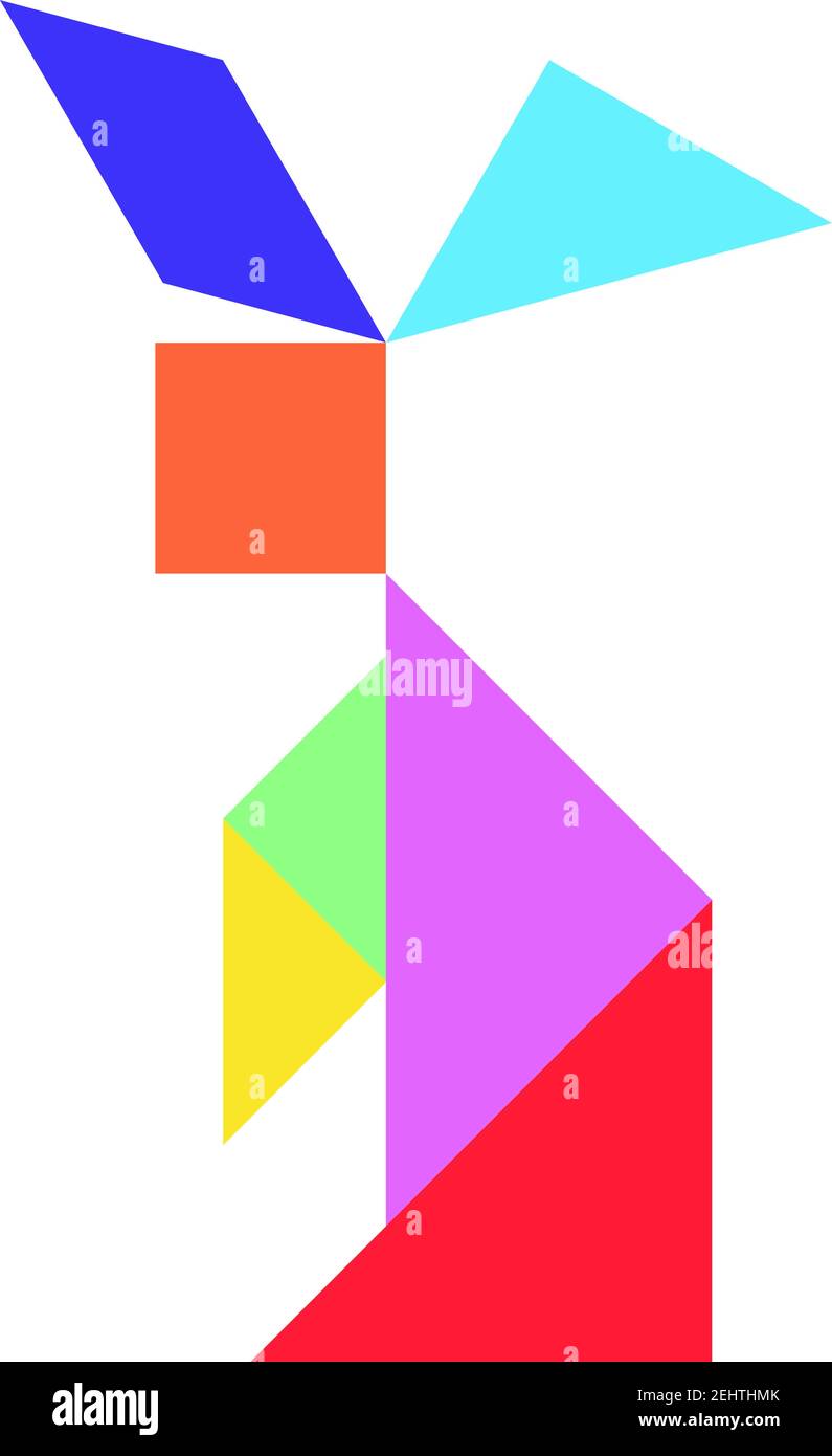 Tangram puzzle in rabbit shape on white background (Vector Stock Vector ...