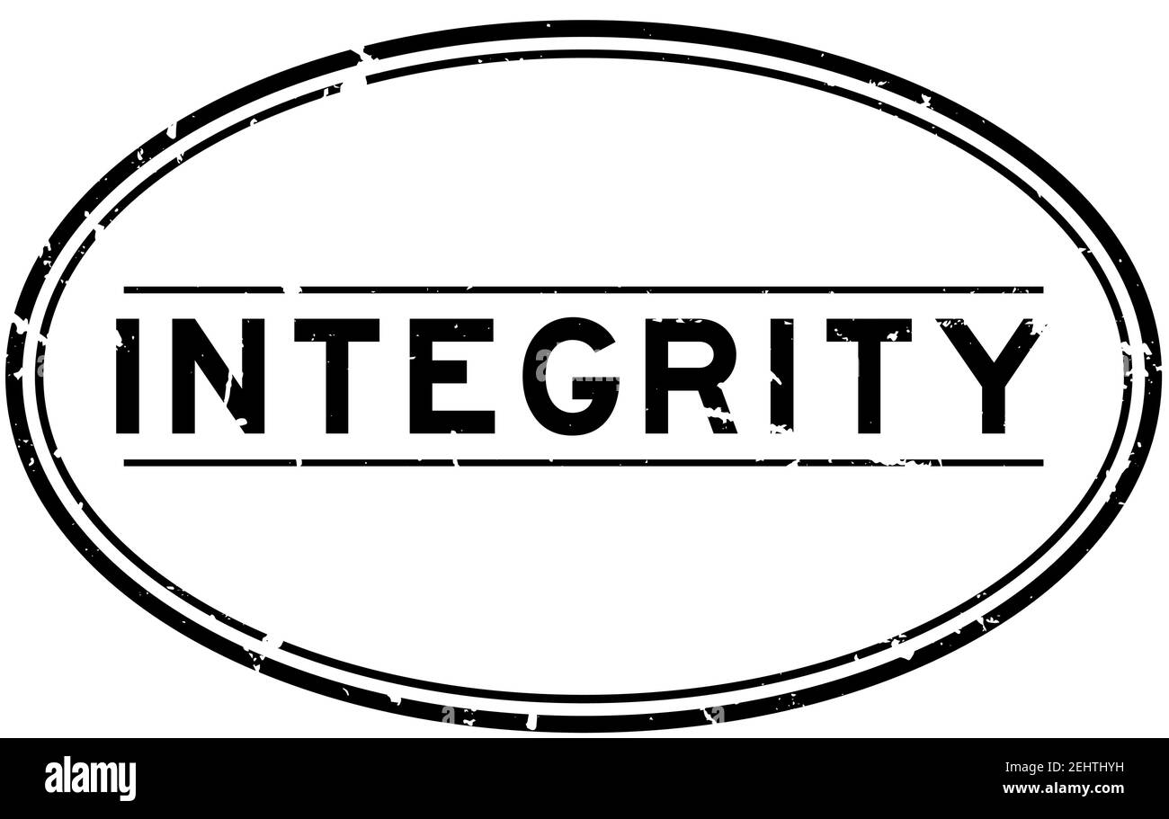 Grunge black integrity word oval rubber seal stamp on white background ...