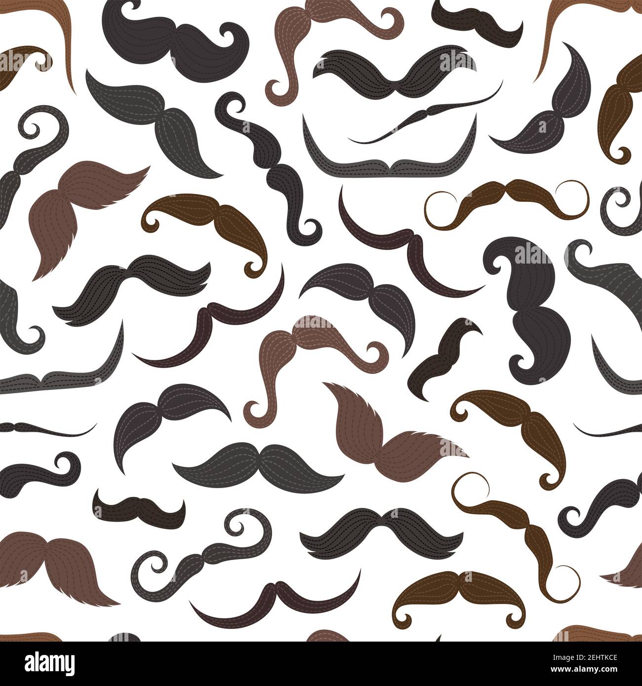 Mustaches hipster style seamless pattern with curls, thin and thick ...