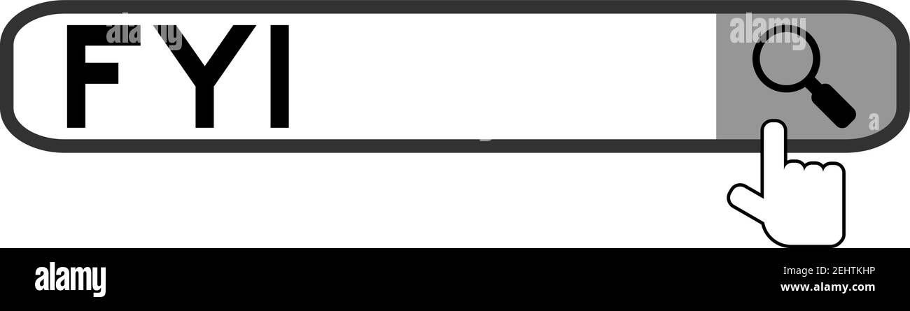 Hand icon over magnifier to find word in search banner on white ...
