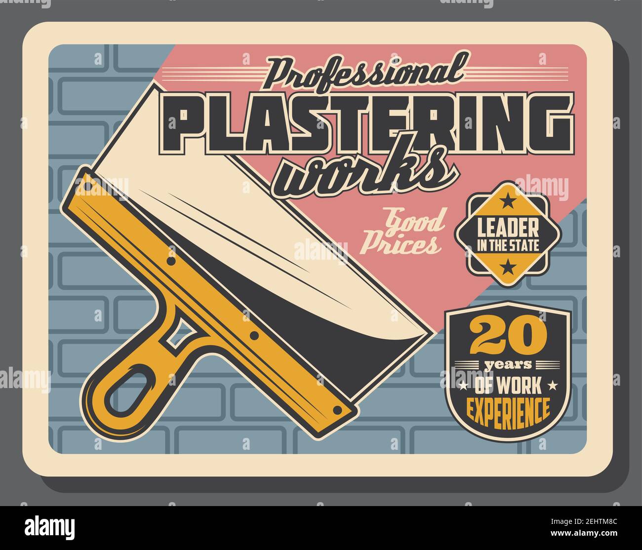 Plastering service advertisement poster for home repair or house ...