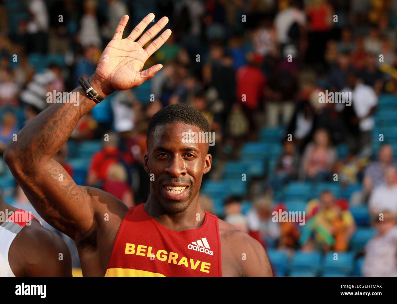 Dwain chambers celebrates after winning the mens 100m final hi-res ...
