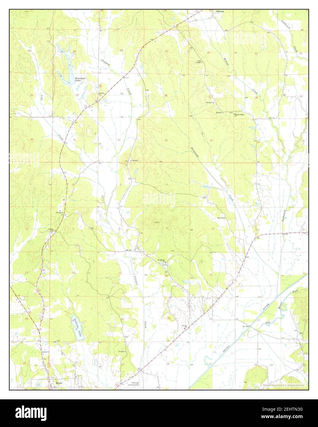 Map of sarepta mississippi Cut Out Stock Images & Pictures - Alamy