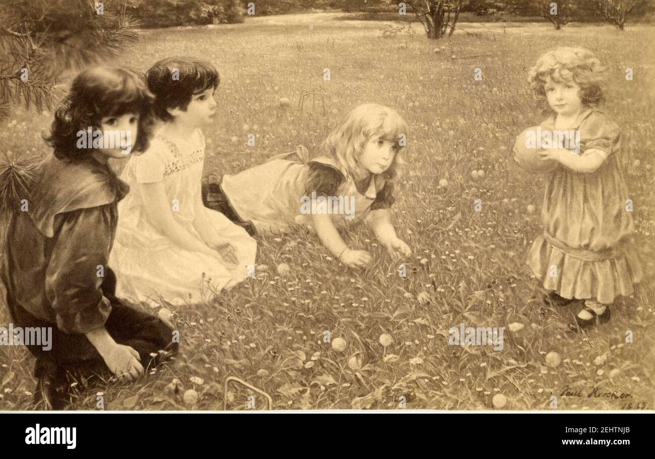 Paul Hoecker-Vier Geschwister-1885 Stock Photo - Alamy