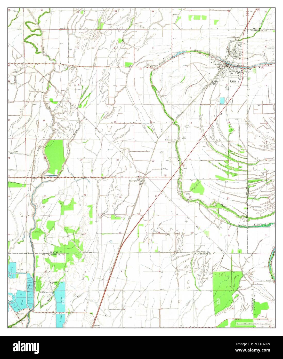Shaw, Mississippi, map 1967, 1:24000, United States of America by ...
