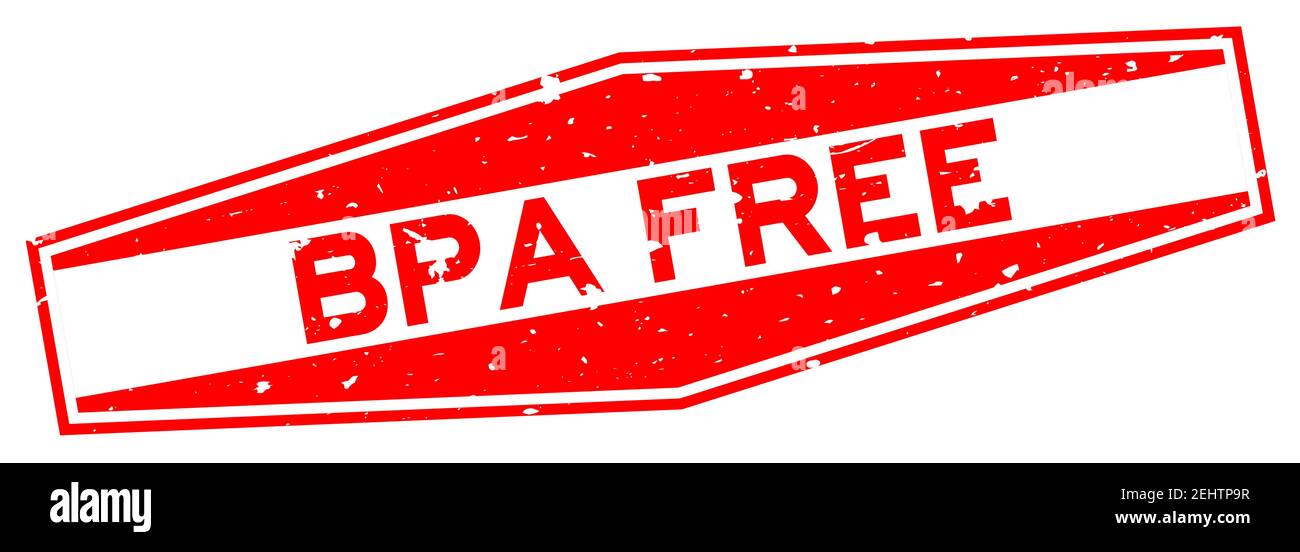 Grunge red BPA (abbreviation of Bisphenol A) free word hexagon rubber ...