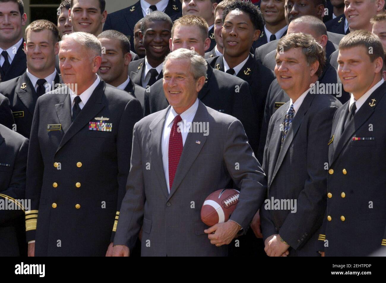 Paul Johnson with George W Bush Stock Photo - Alamy