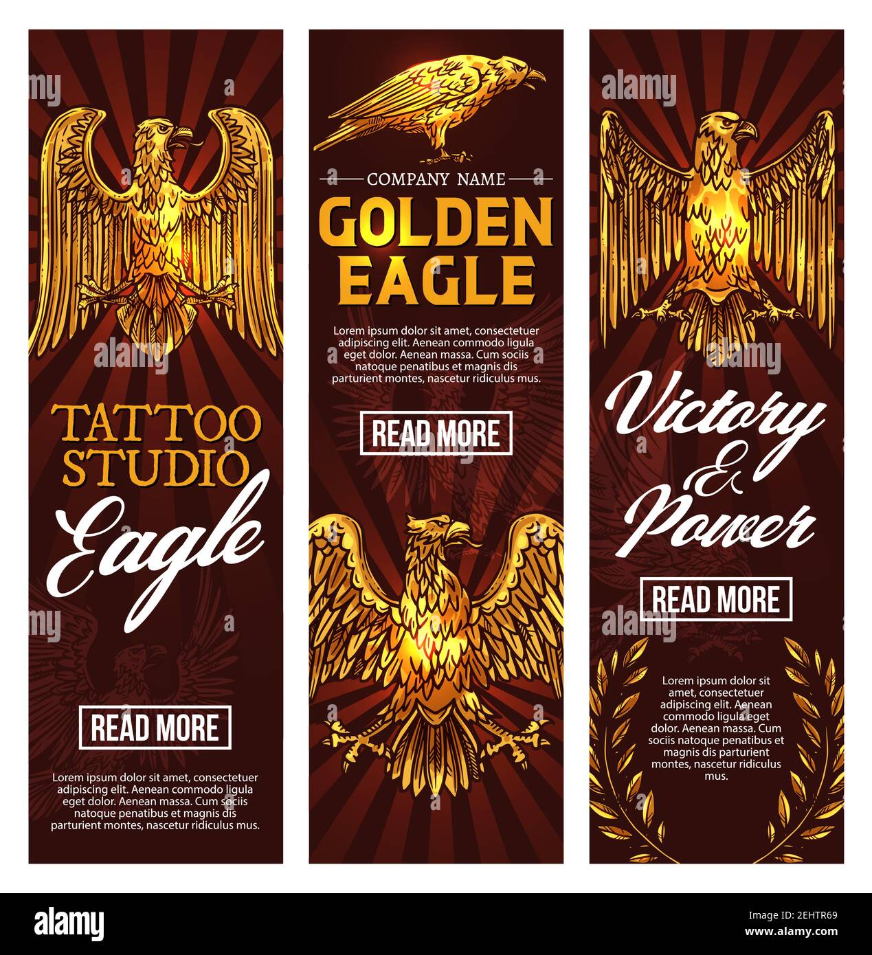 Gothic eagle tattoo studio. Vector sketch heraldic golden griffin with ...