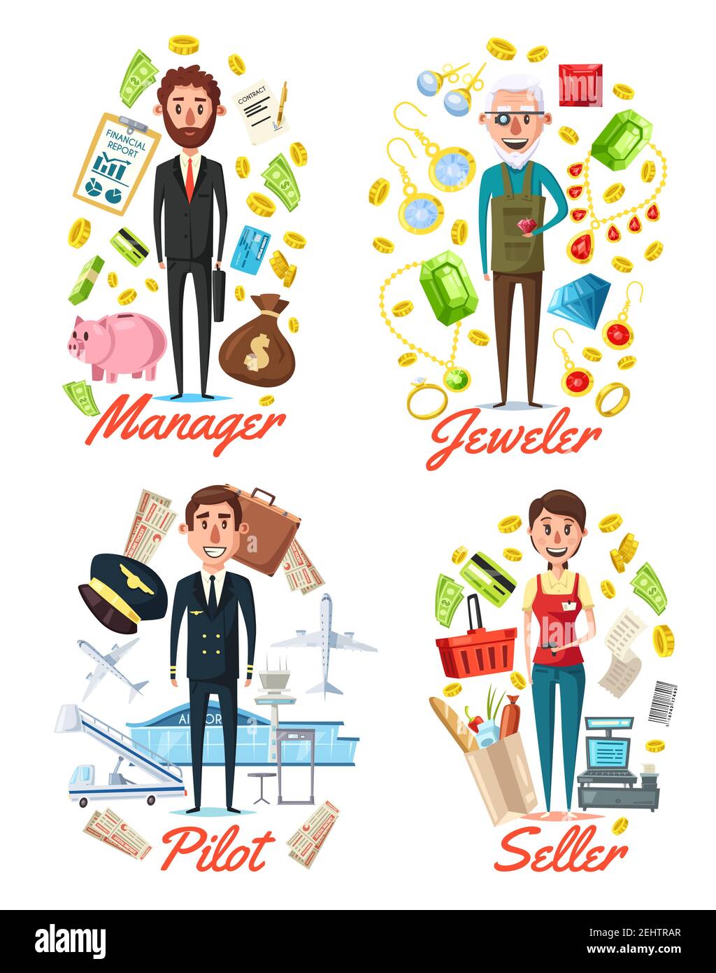 Grocery store employee with sign Stock Vector Images - Alamy