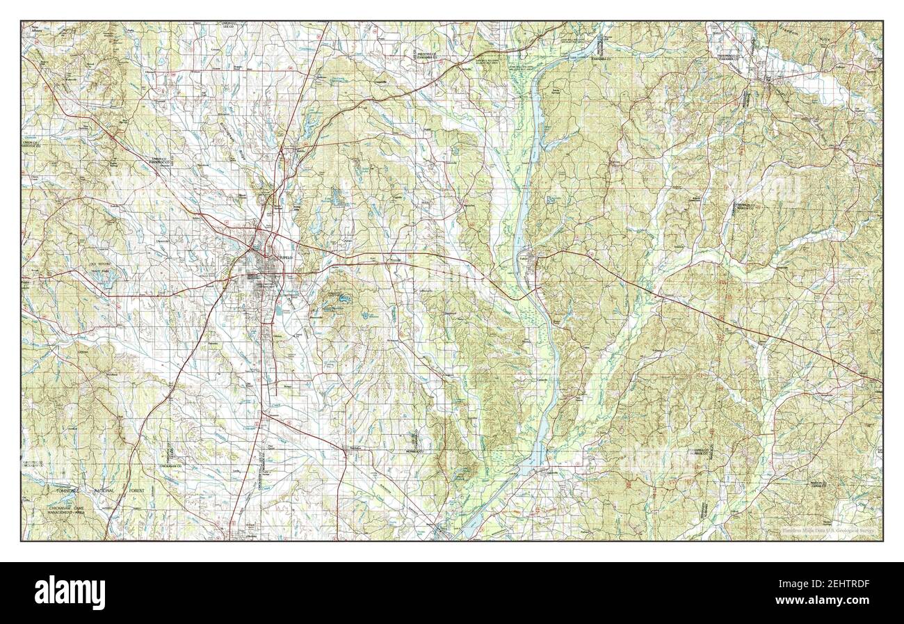 Tupelo, Mississippi, map 1984, 1:100000, United States of America by ...