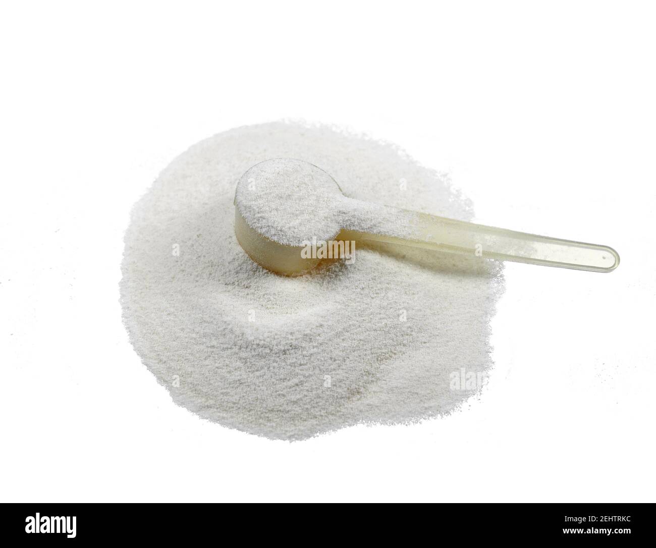 Dried soy milk powder isolated on white background. Soy protein powder ...