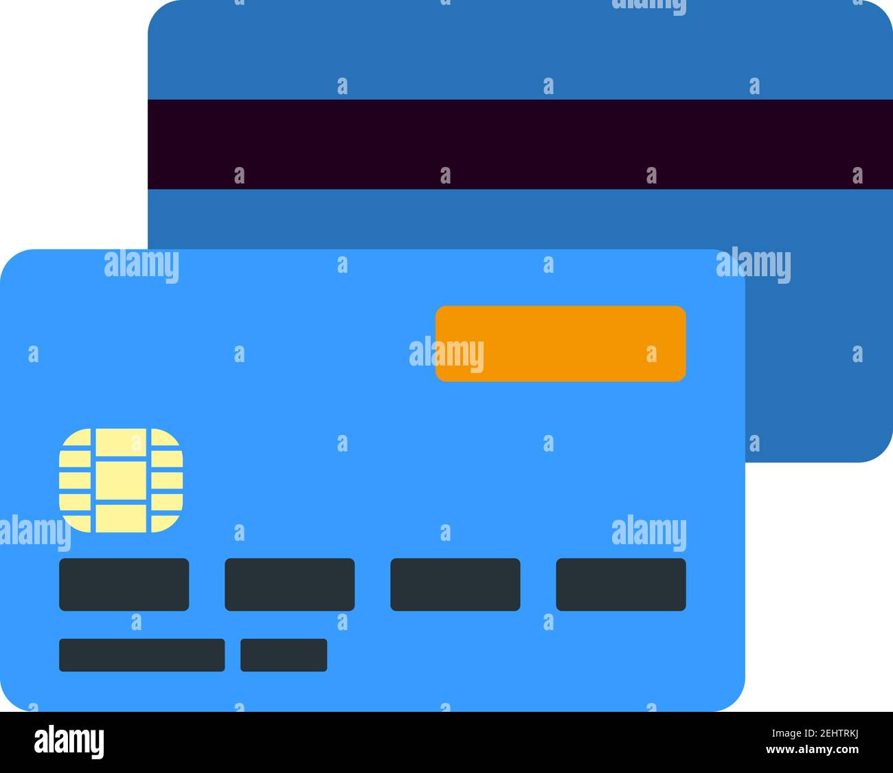 Front And Back Side Of Credit Card Icon. Flat Color Design. Vector ...