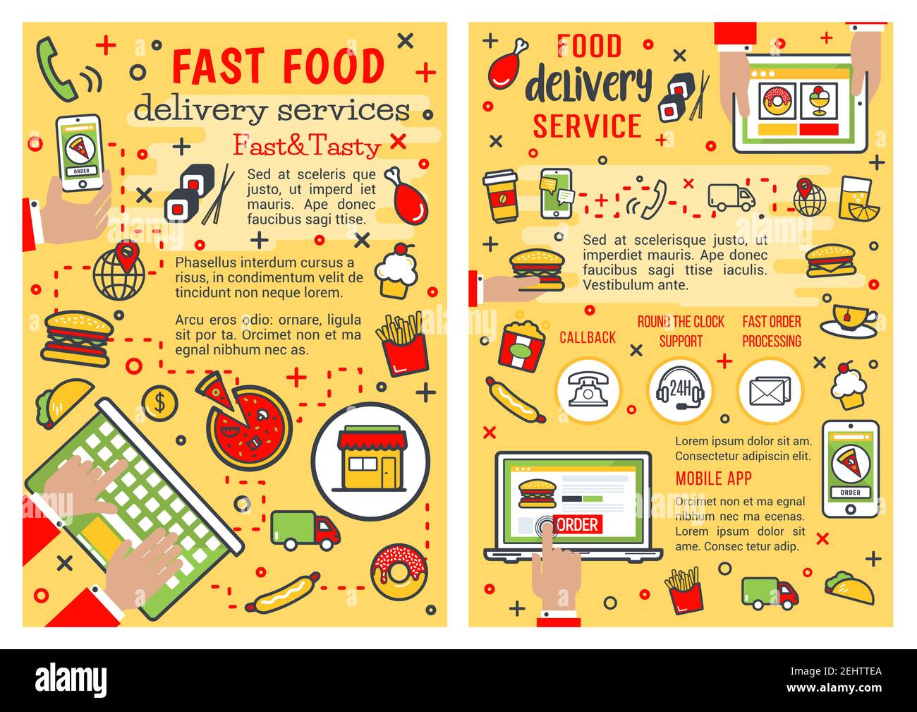 Fast food delivery service and fastfood restaurant or cafe online order ...