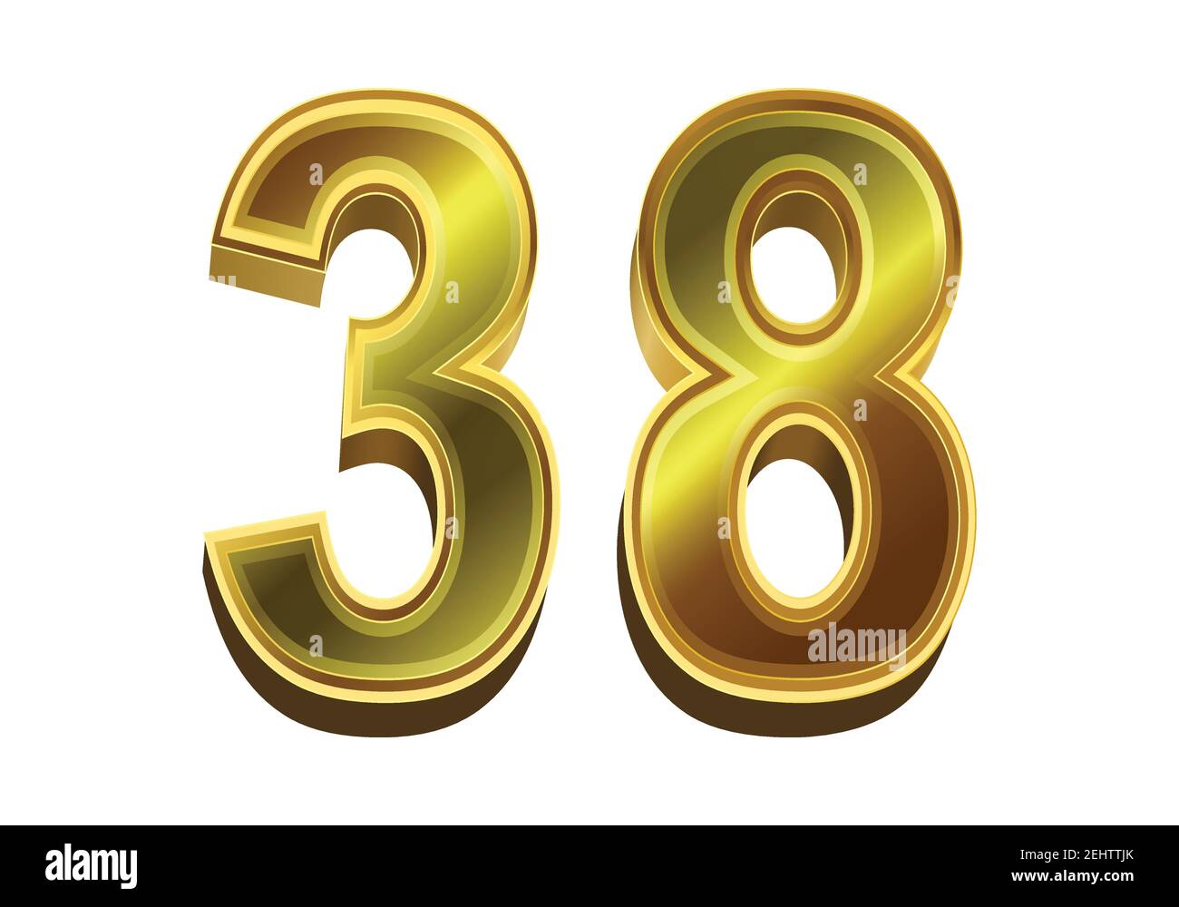 3d golden number 38 isolated on white background Stock Vector Image ...
