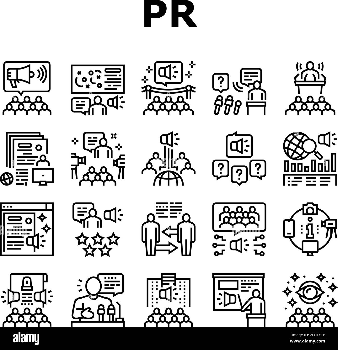 Pr Public Relations Collection Icons Set Vector Stock Vector Image ...