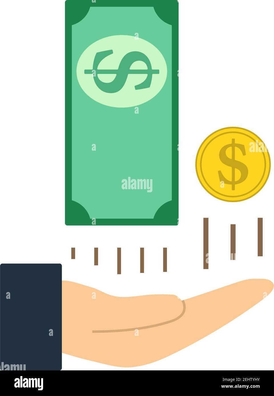 Cash Back To Hand Icon. Flat Color Design. Vector Illustration Stock ...