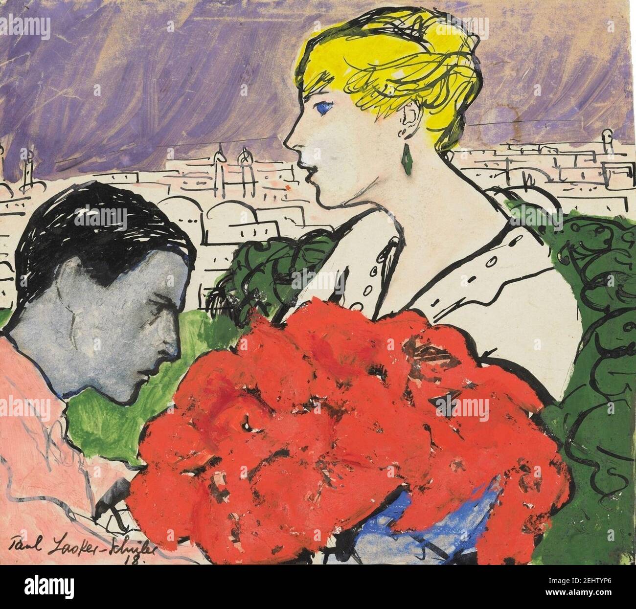 Paul Lasker-Schüler Paar mit rotem Bouquet 1918 Stock Photo - Alamy