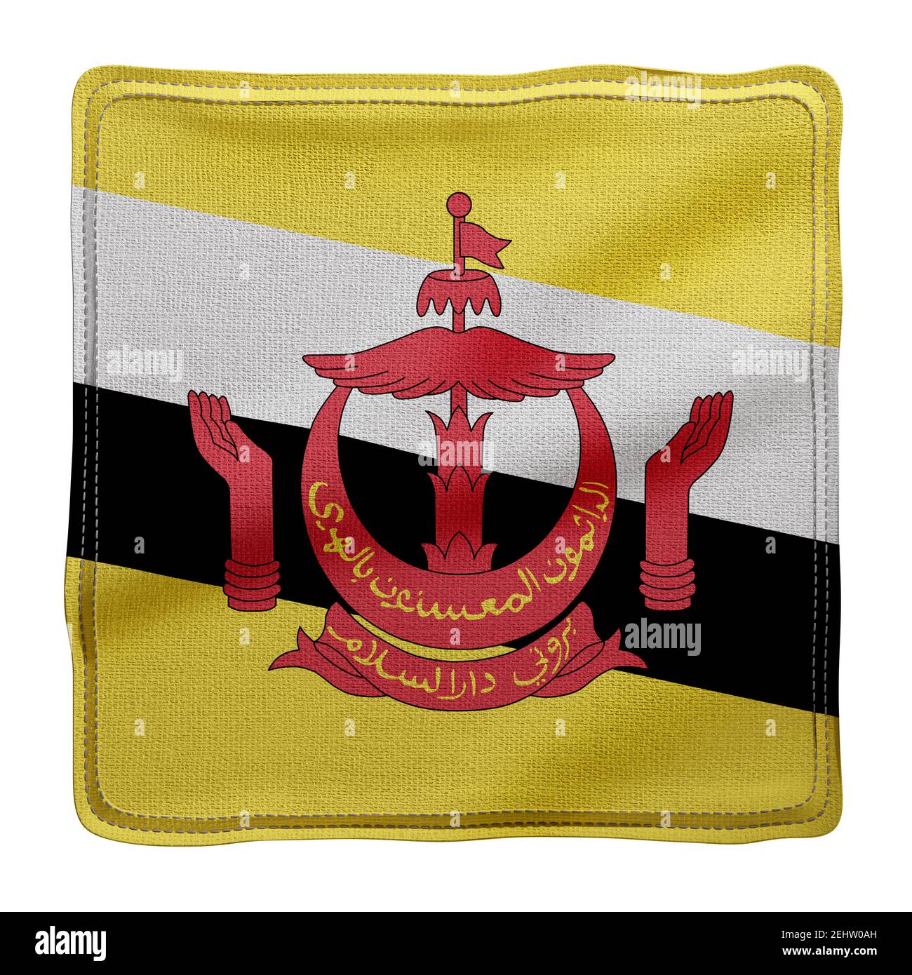 3d rendering of a silked Brunei flag isolated on white background Stock ...