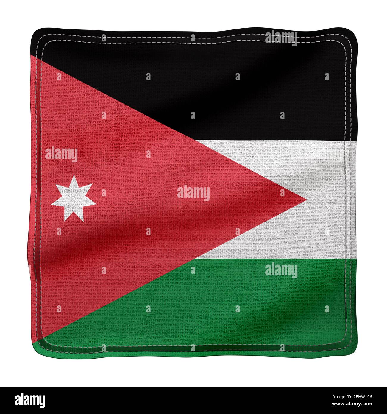 3d rendering of a silked Jordan flag isolated on white background Stock ...