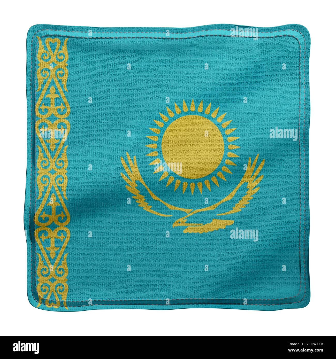 3d rendering of a silked Kazakhstan flag isolated on white background Stock Photo - Alamy