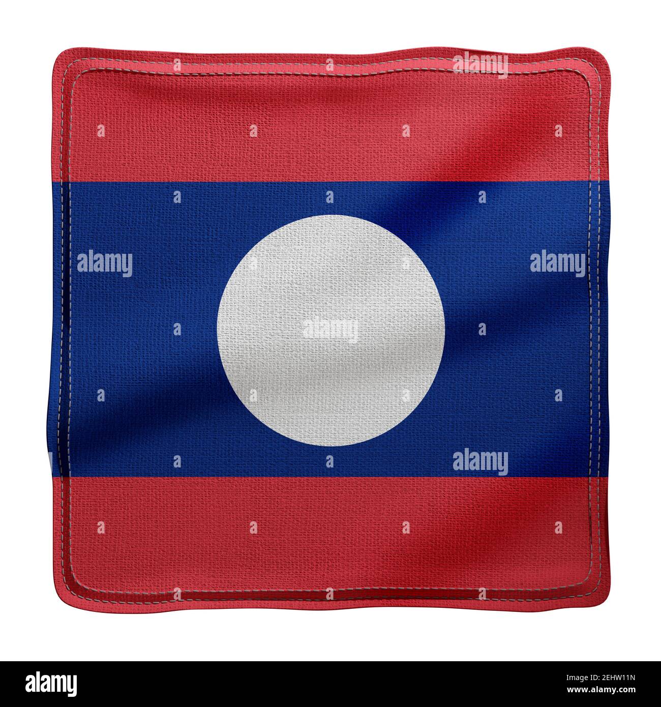 3d rendering of a silked Laos flag isolated on white background Stock Photo - Alamy