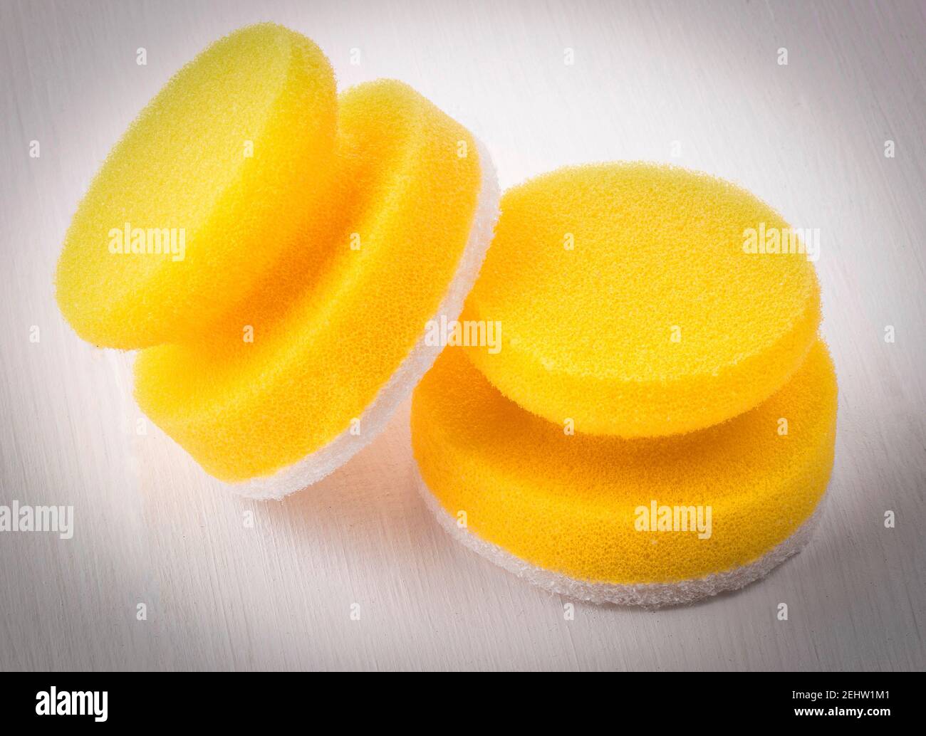 The Yellow sponges for washing dishes on white backgroud Stock Photo ...