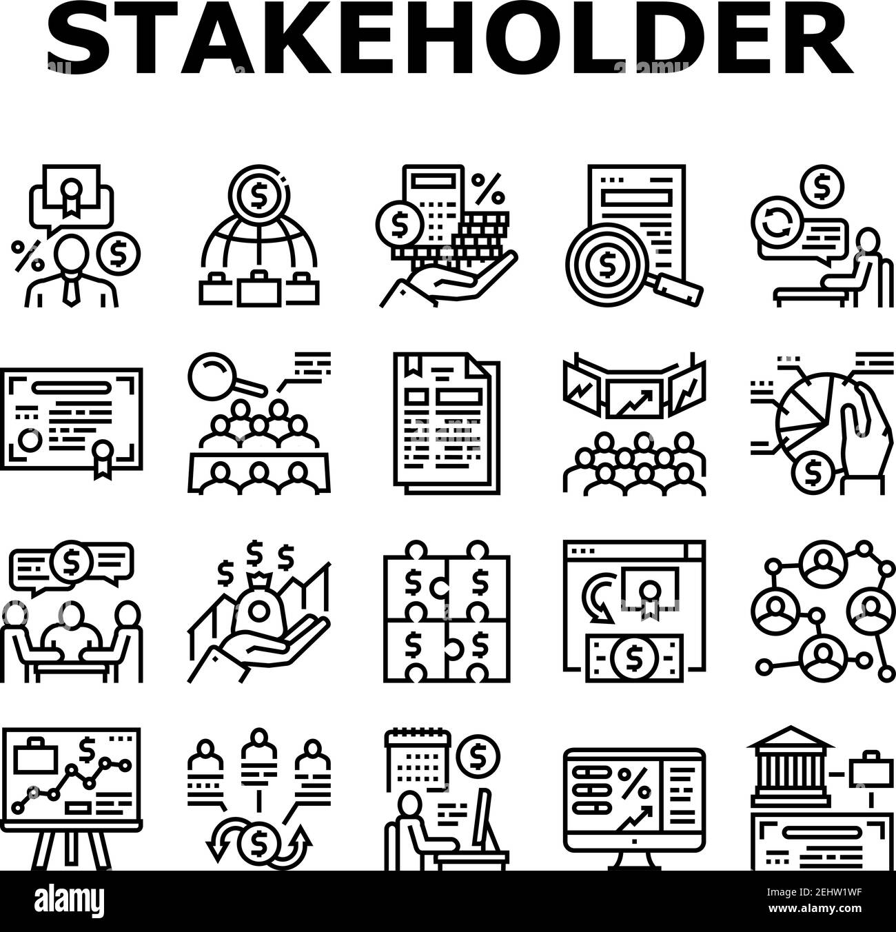 Stakeholder Business Collection Icons Set Vector Stock Vector Image ...