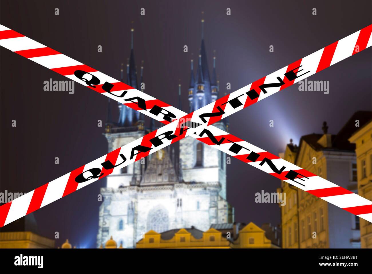 Coronavirus in Prague, Czech Republic. The gothic Church of Mother of ...