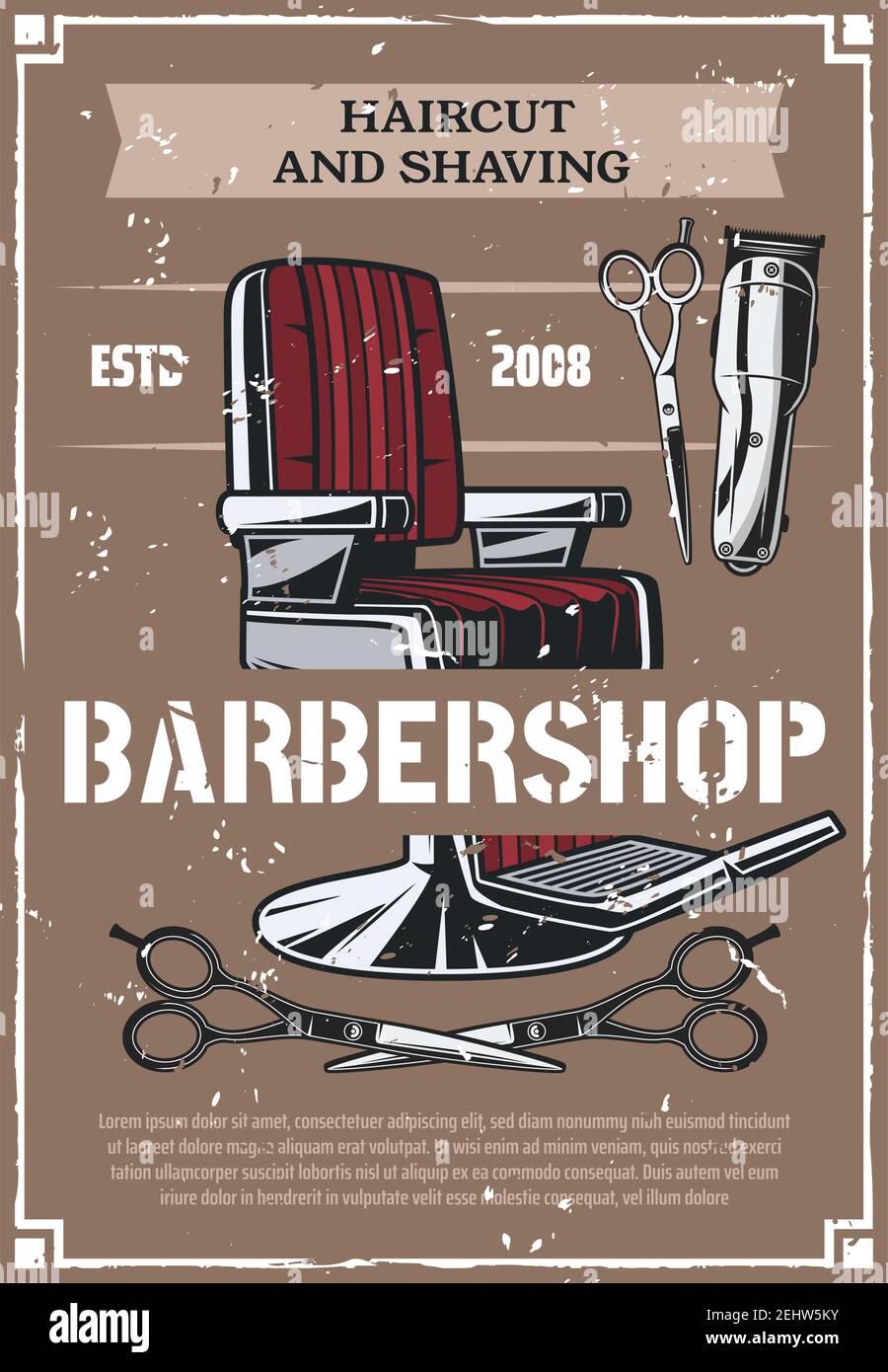 Barbershop salon retro poster. Vector barber shop beard shave and ...