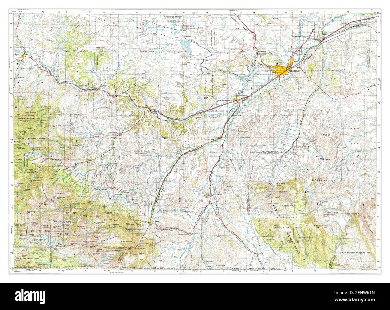 Billings, Montana, map 1954, 1:250000, United States of America by ...
