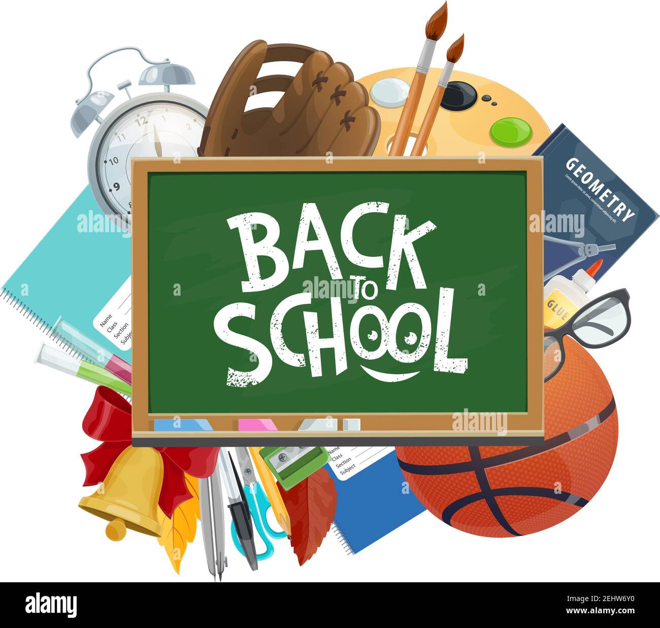 Back to school poster with chalkboard or blackboard with education and ...